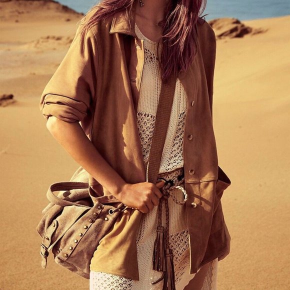 Free People | Jackets & Coats | Maya Suede Shirt Leather Coat Jacket ...